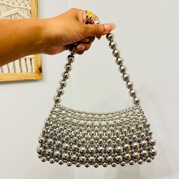 Zara | Bags | Silver Beaded Handbag Free Zara | Poshmark